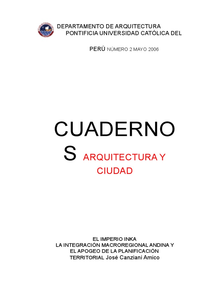 Libro Imperio Inca Cuadernos Arq Y Ciudad 2006 J Canziani Pdf