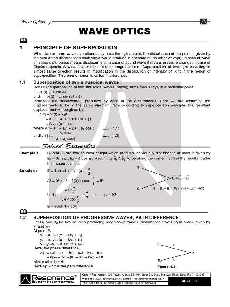 Wave Optics Theory | PDF | Reflection (Physics) | Wavelength