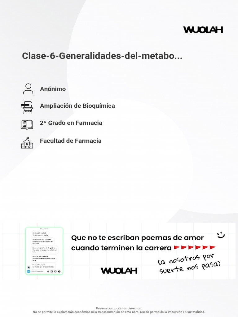Wuolah Free Clase 6 Generalidades Del Metabolismo | PDF | Cadena de transporte de electrones ...