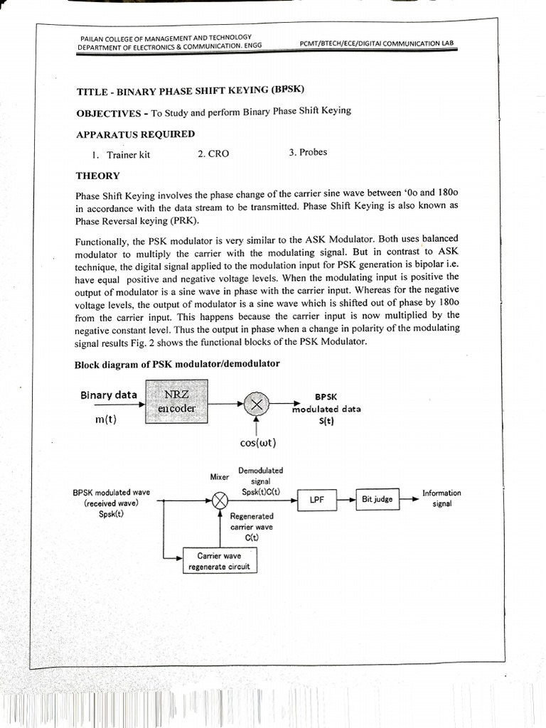 Experiment 3 - BPSK | PDF