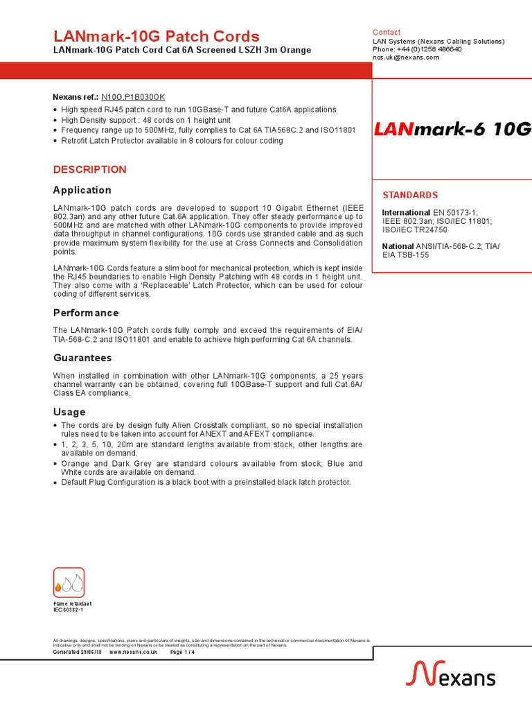 LANmark-10G Cables Cat 6A | PDF