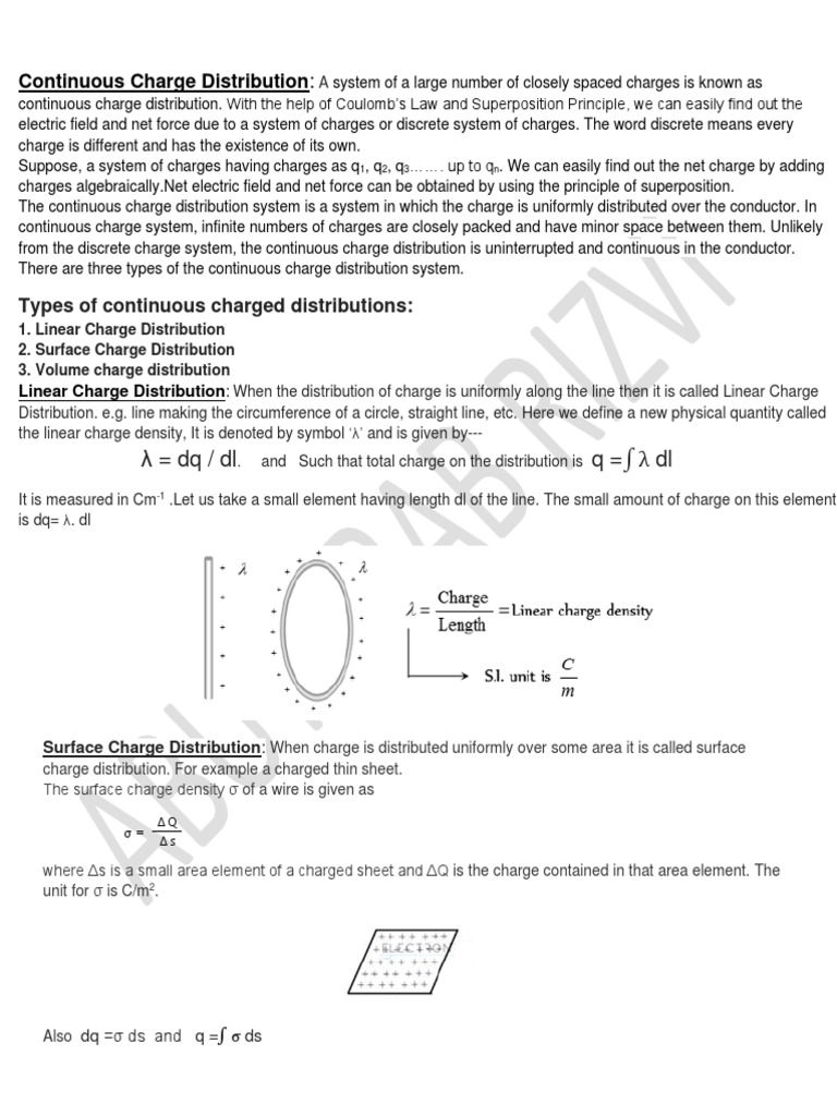Continuous Charge Distribution Pdf