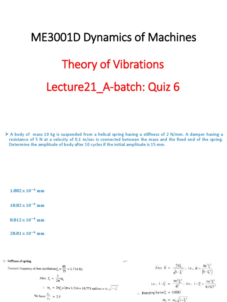 Worked Out Problems - Vibrations-DOM | PDF | Damping | Resonance