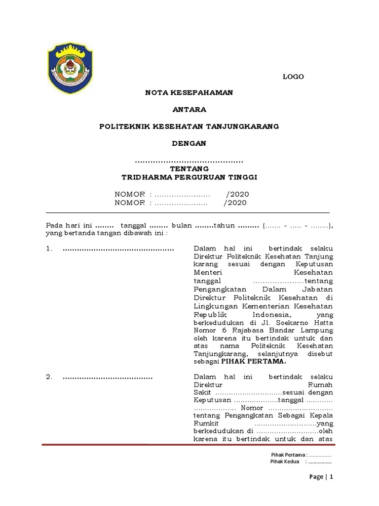 Contoh Draft Mou Dengan Rs | PDF