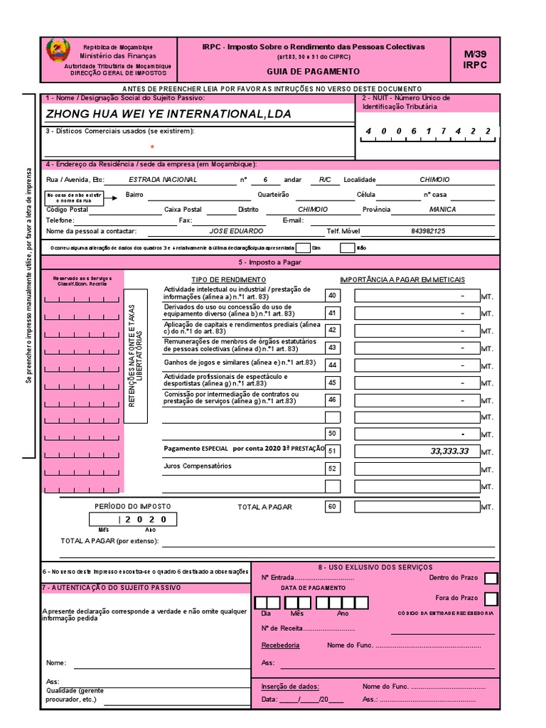 Modelo 39 | PDF | Impostos | Cheque (banco)