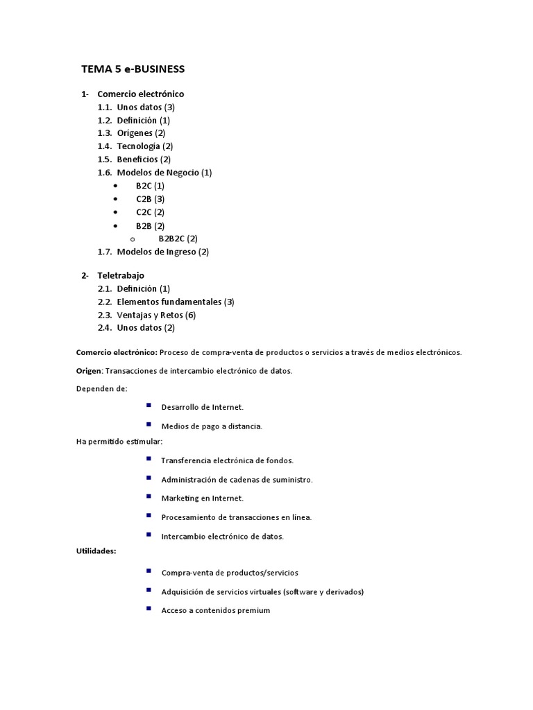 TEMA 5 E-Business Resumen | Descargar gratis PDF | Comercio electrónico | Business