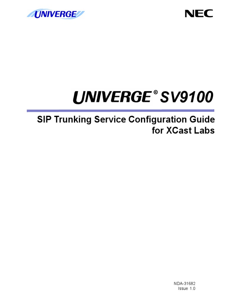 1 0 SV9100 SIP Trunk Config Guide XCast Labs | PDF | Session Initiation ...