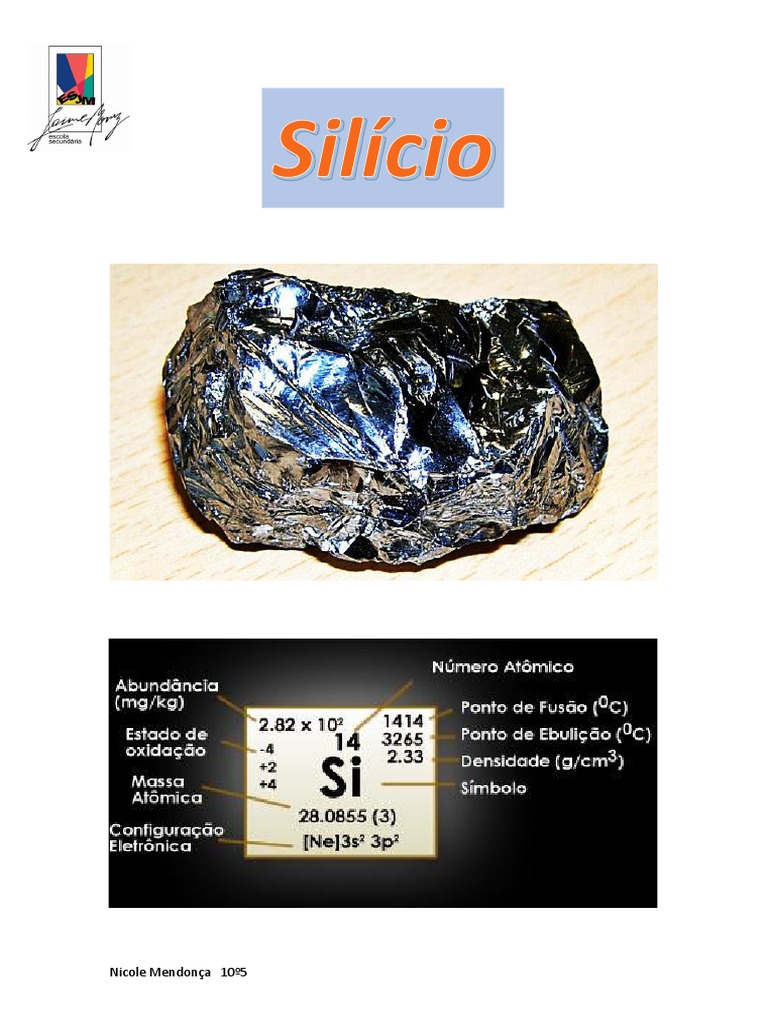 O Silício É Um Elemento Químico de Símbolo Si 11 | PDF | Silício | Átomos