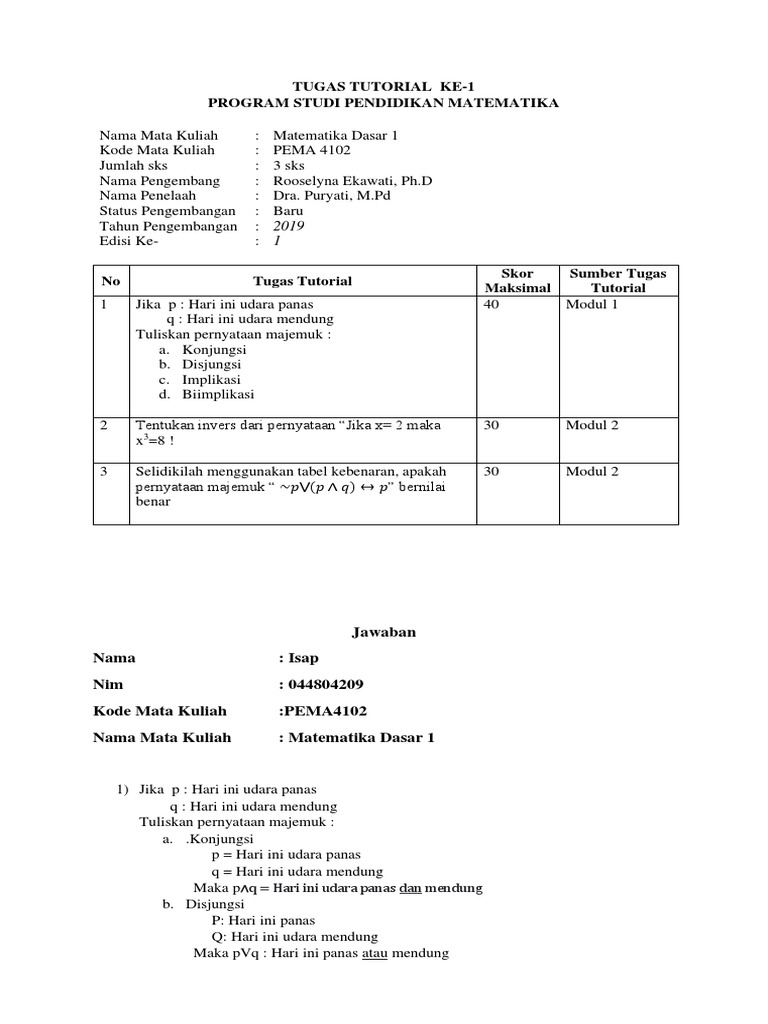 Tugas Tutorial Ke 1 | PDF