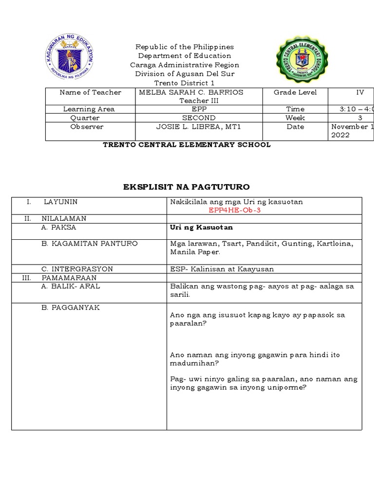 EPP 4 HE - Uri NG Kasuotan | PDF