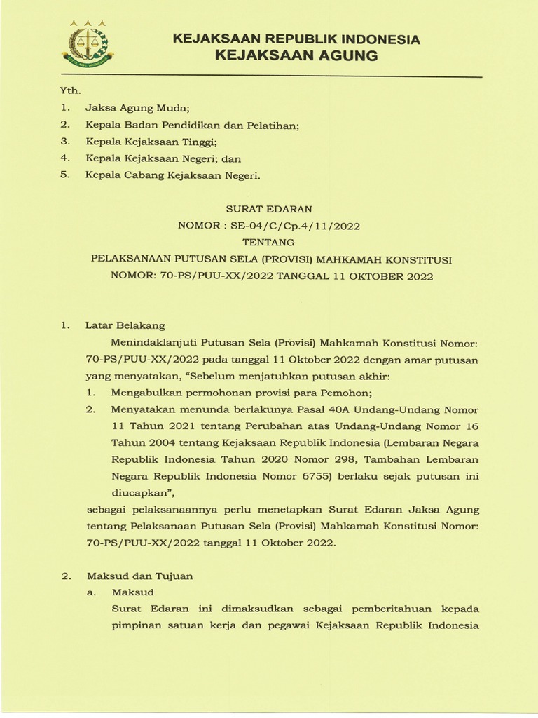 Surat Edaran Pelaksanaan Putusan Sela | PDF