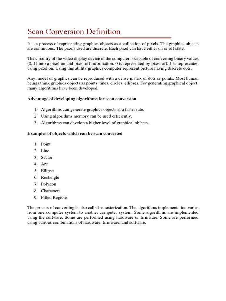 Scan Conversion | PDF | Pixel | Computer Graphics