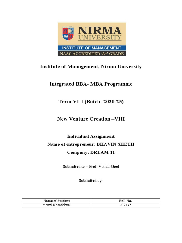 Bhavit Sheth Dream 11 (AutoRecovered) | PDF