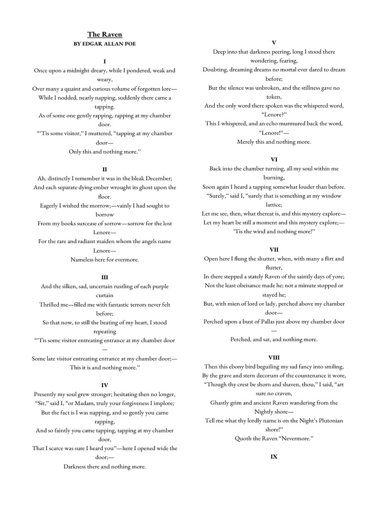 "The Raven" by Edgar Allan Poe | PDF