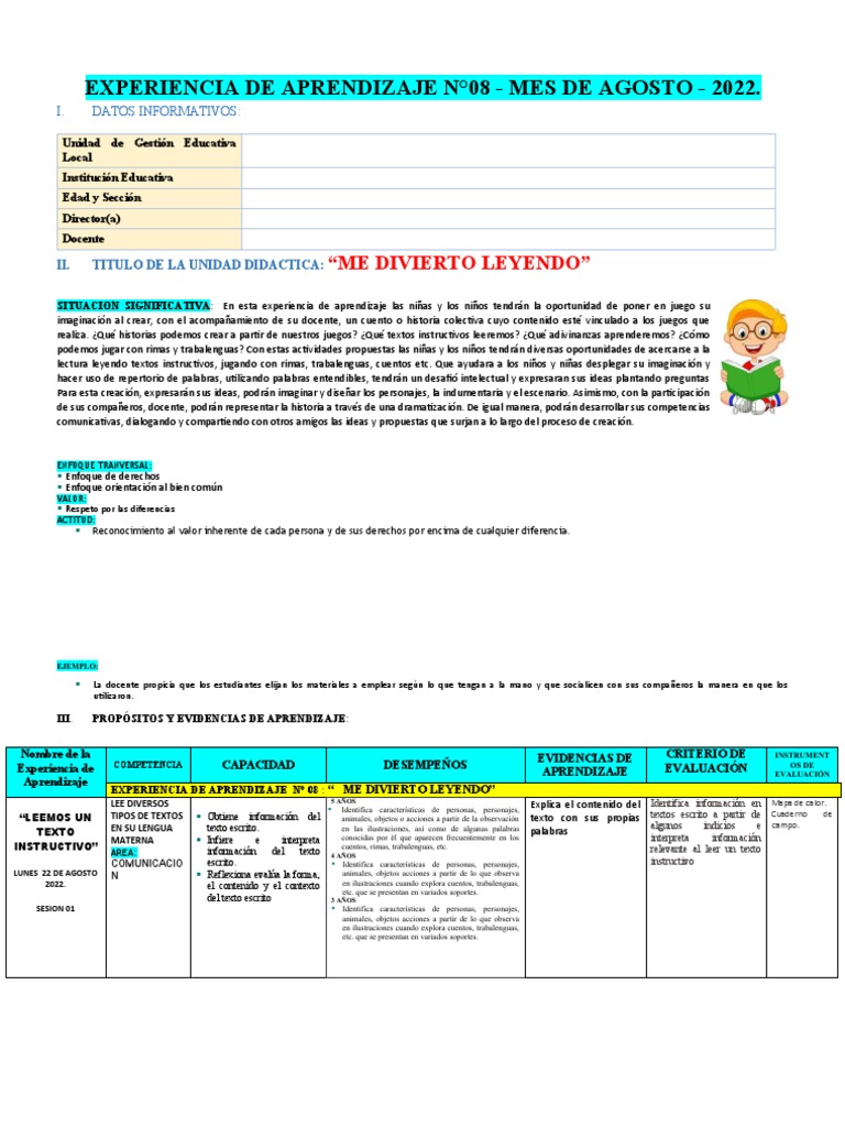 Me Divierto Leyendo | PDF | Evaluación | Aprendizaje