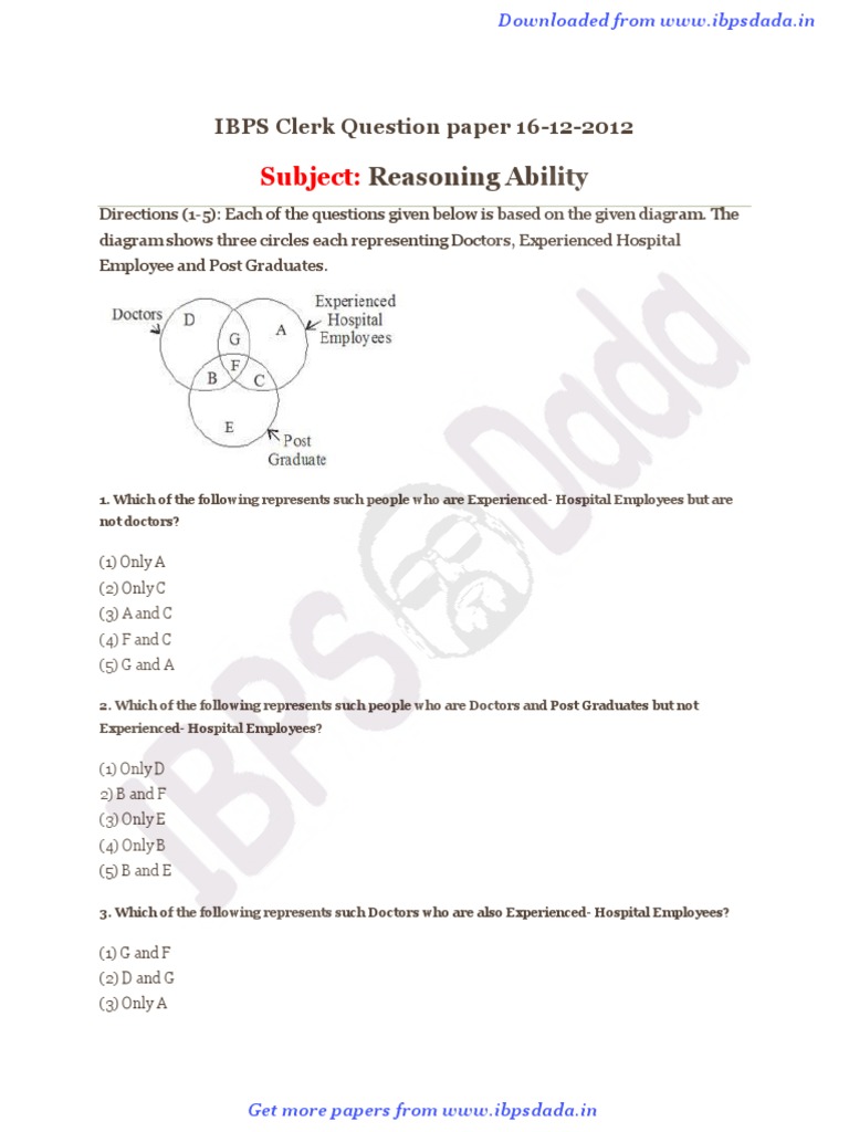 IBPS Clerk Question Paper 2012 | PDF | Cheque | Subsidy