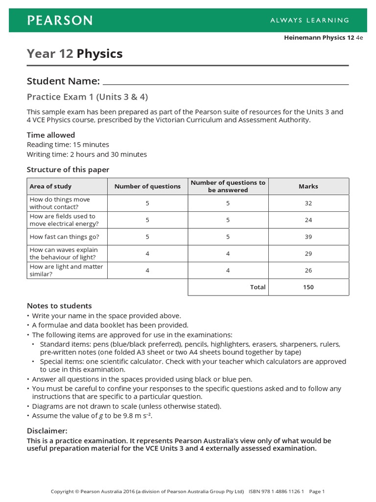 2016 Pearson Units 3 4 Exam 1 | PDF