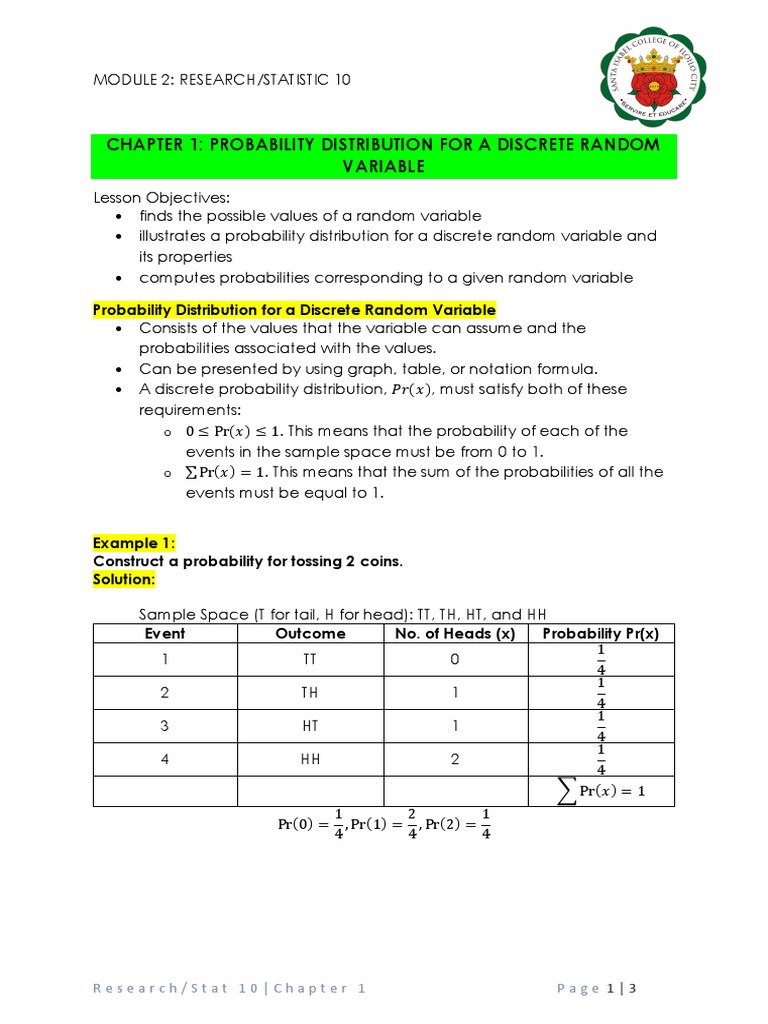 Research Chapter 1 | PDF | Probability Distribution | Random Variable