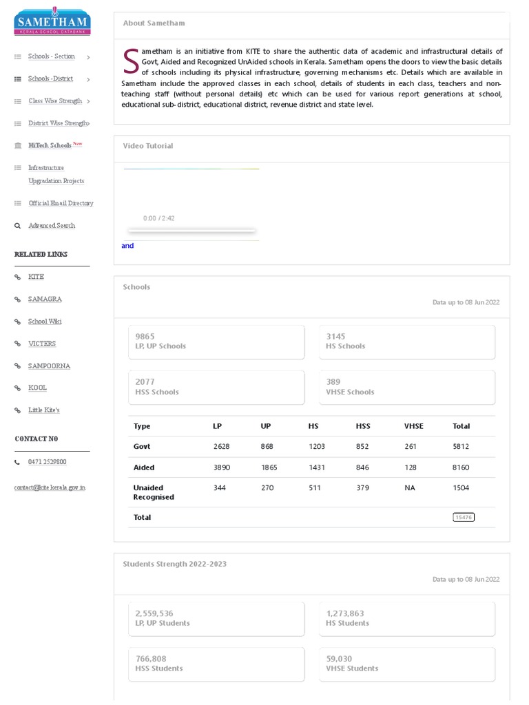 Sametham - Kerala School Data Bank - Unique | PDF | Service Industries ...