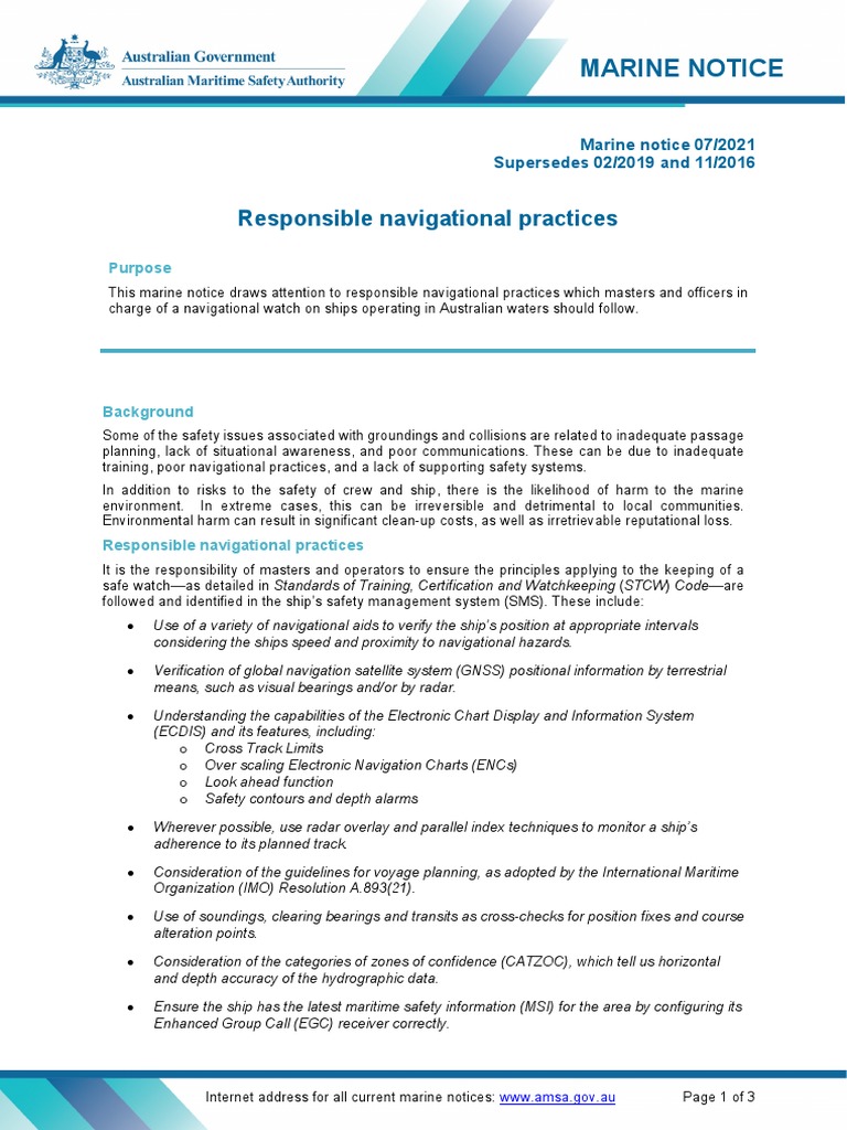 AMSA Marine Notice 2021-07 | PDF