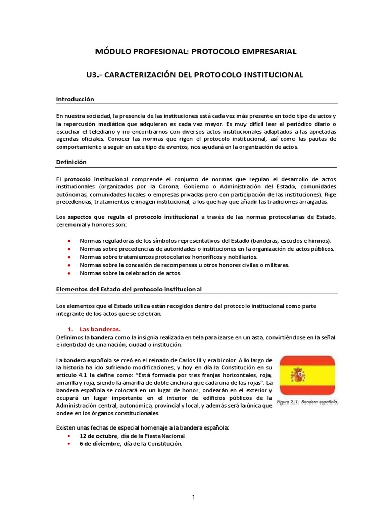 U 3 Caracterización Del Protocolo Institucional | PDF | Nobleza | España