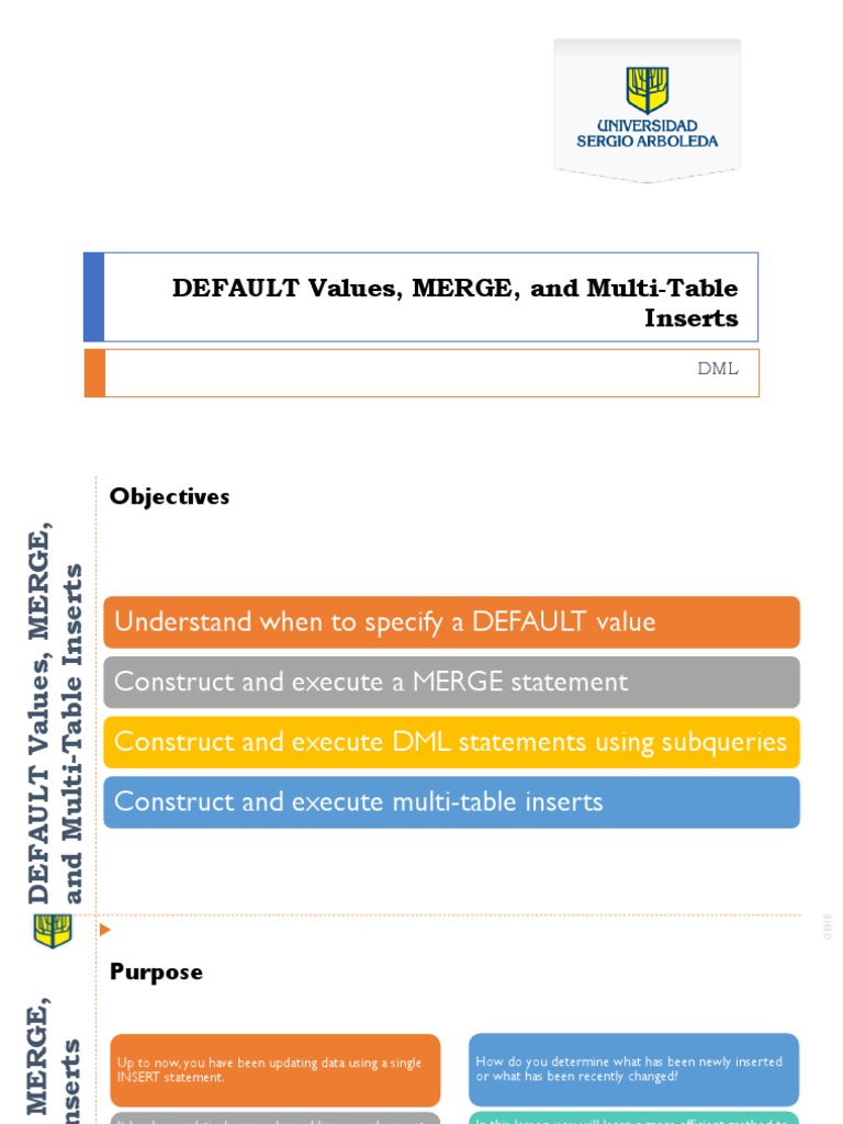 12.3 DEFAULT Values, MERGE, and Multi-Table Inserts | PDF | Table (Database) | Information ...