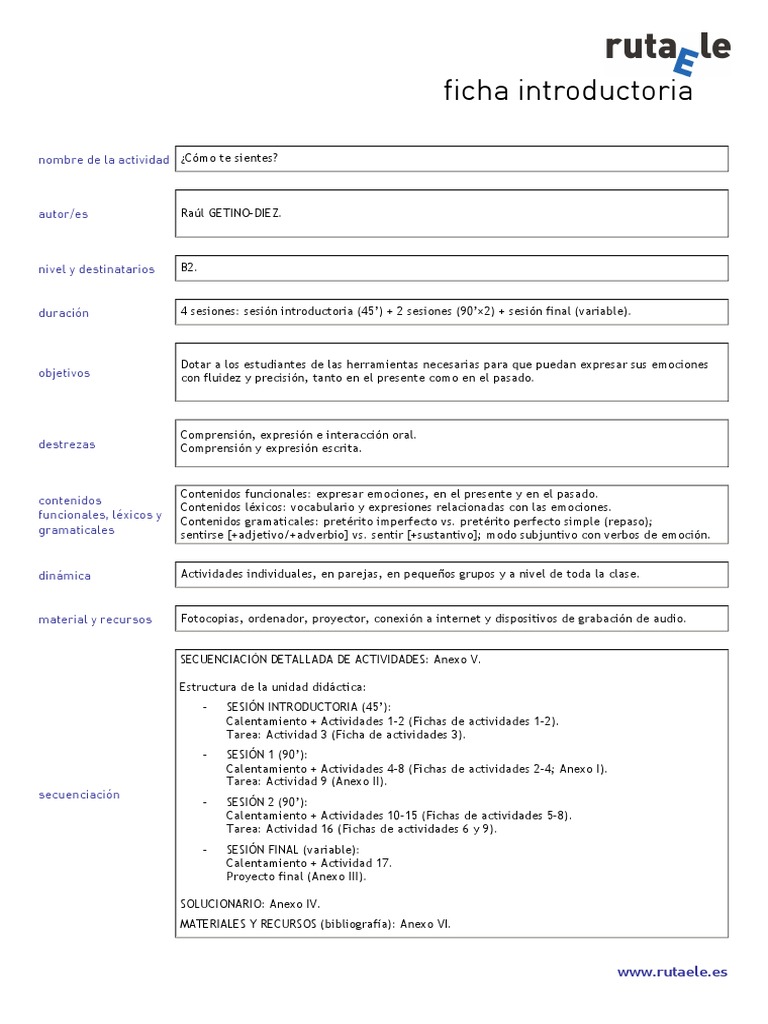 RutaELE Como Te Sientes B2 | PDF