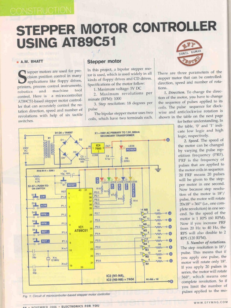 Control Motor de Paso Con At8951 Bueno | PDF