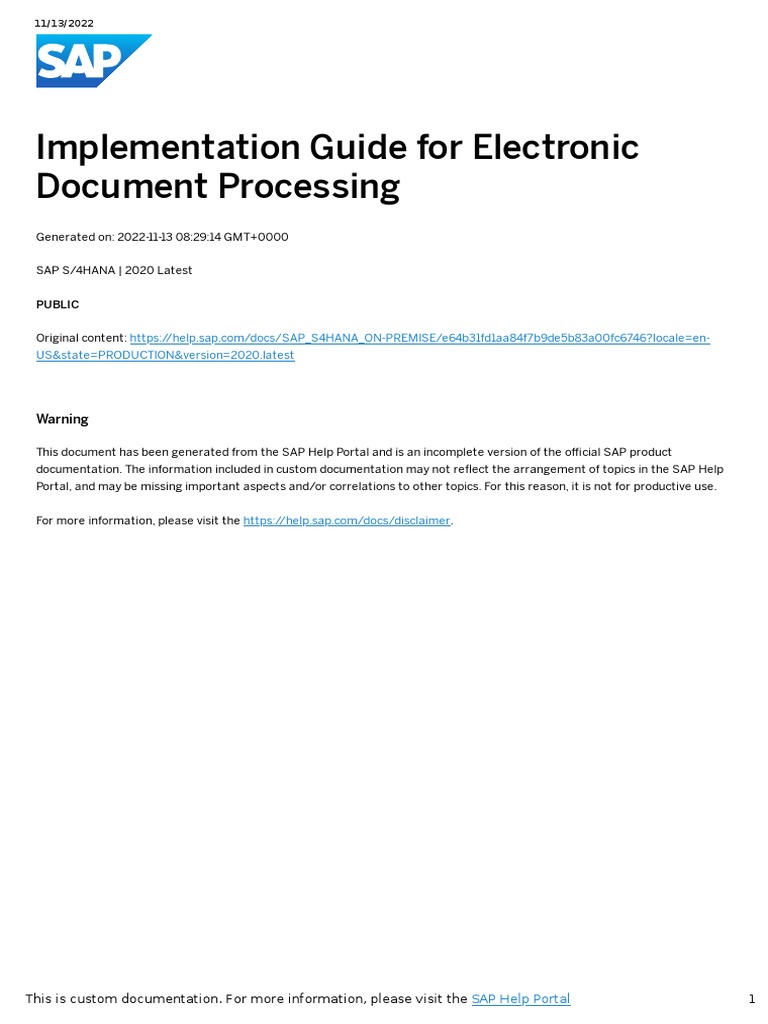 SAP Electronic Document Processing Guide | PDF | Business