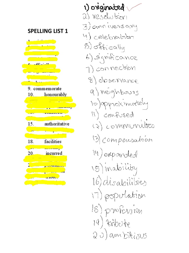 Spelling List 1 | PDF | Social Science