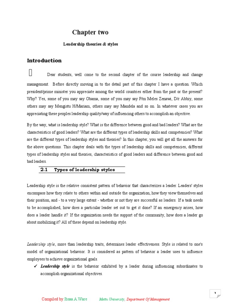 Leadership Chapter@2 | PDF | Leadership | Transformational Leadership