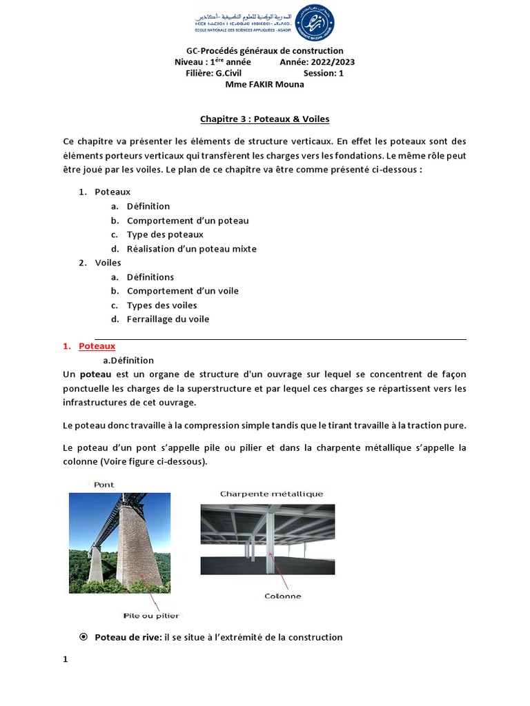 Poteaux et Voiles en Génie Civil | PDF | Béton armé | Matériaux de ...