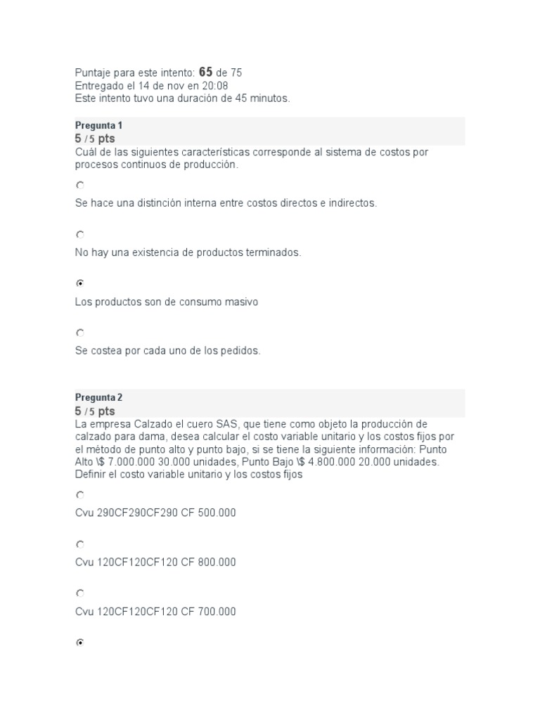 Parcial 2 Costos y Presupuestos | PDF | Economias