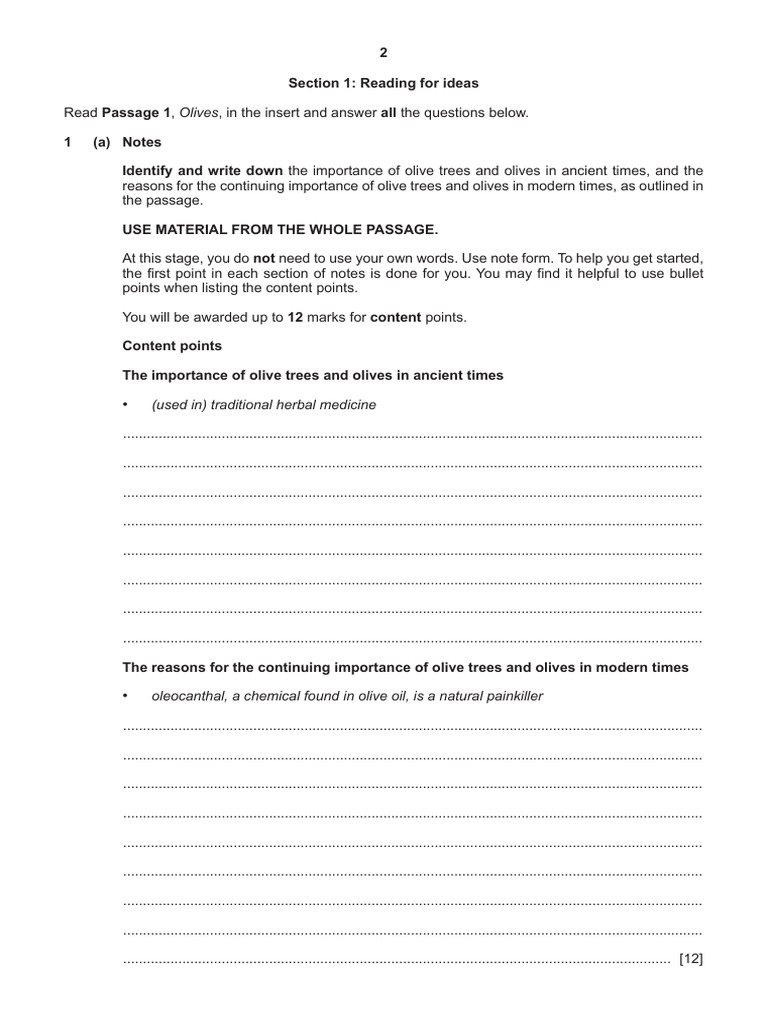 Olives Comprehension Question | PDF | Olive