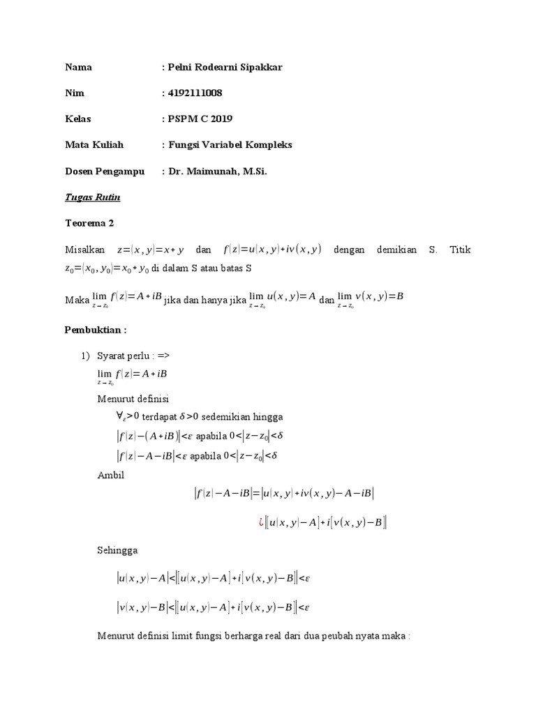 TR Fungsi Variabel Kompleks | PDF | Metode & Bahan Ajar