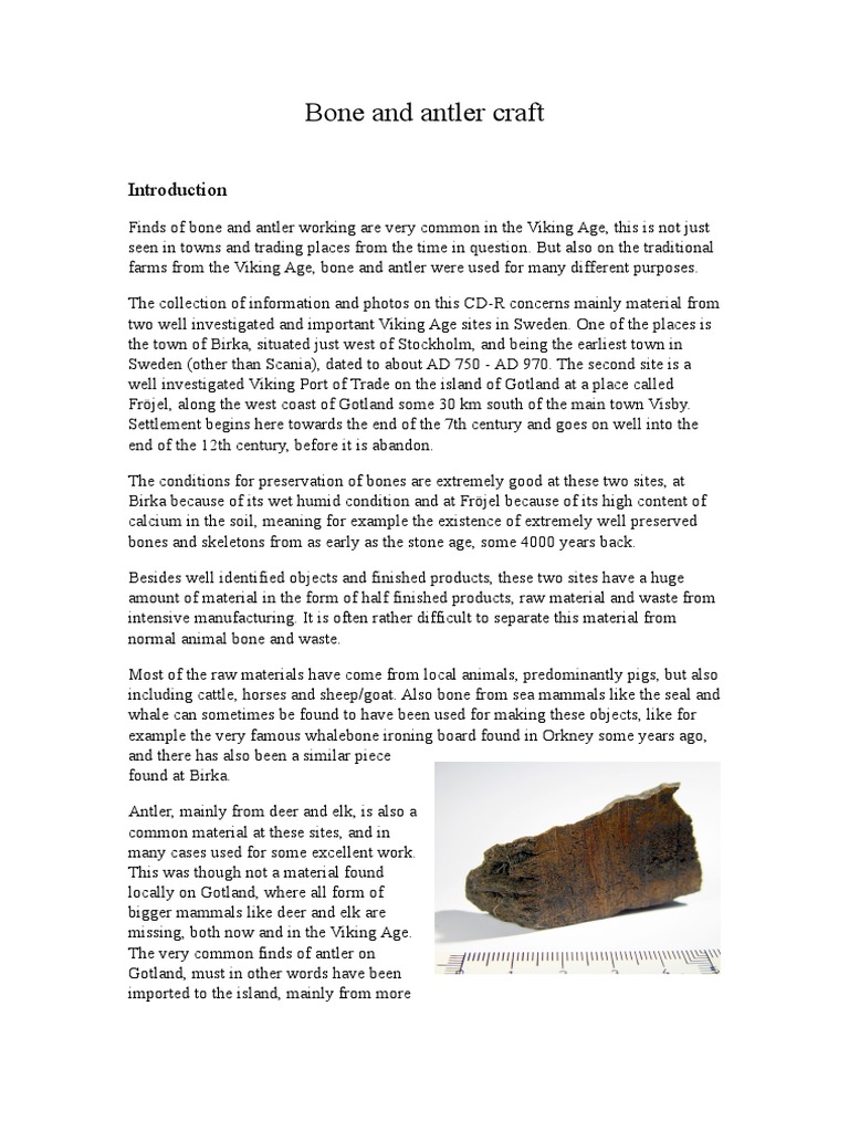Viking Age Bone and Antler Crafts | PDF | Vikings | Spindle (Textiles)