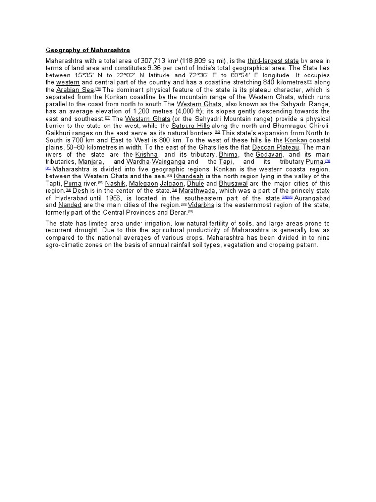 Maharashtra's Geographic Features | PDF