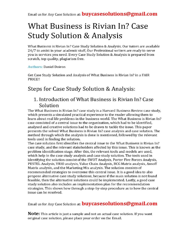 What Business Is Rivian In? Case Study Solution and Analysis | PDF