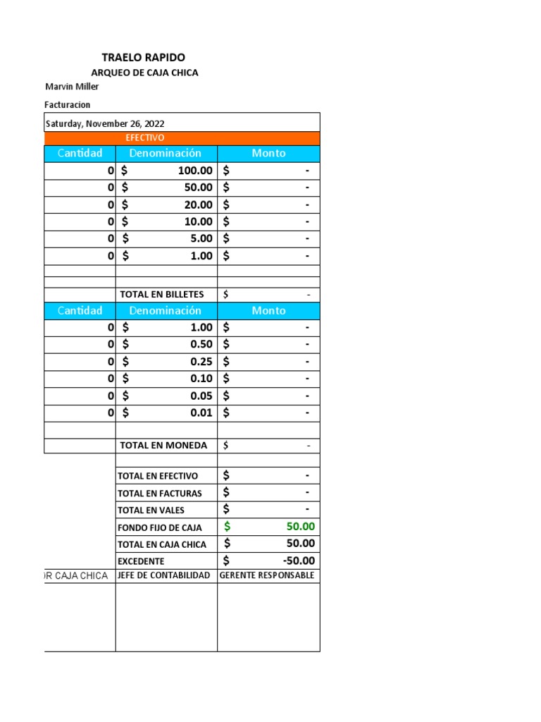 Formato de Caja Menuda | PDF