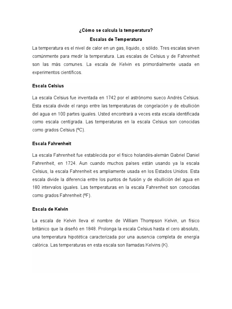 Cómo Se Calcula La Temperatura | PDF | Celsius | Fahrenheit