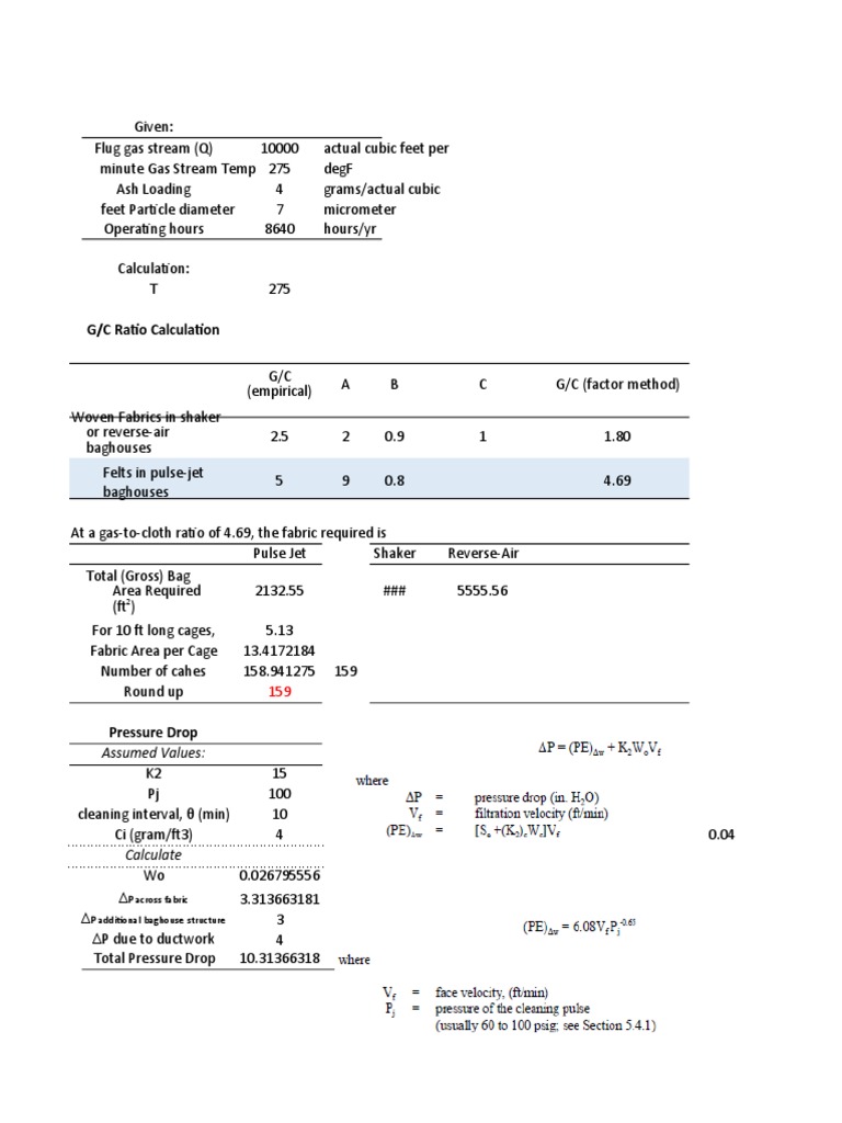 Baghouse Design and Cost Analysis | PDF