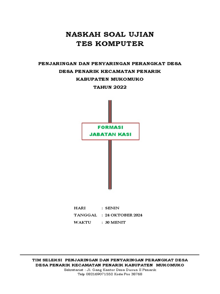 Tes Komputer - Kasi | PDF