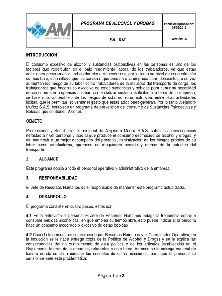 Programa de Alcohol y Drogas Basc | PDF | La dependencia de sustancias