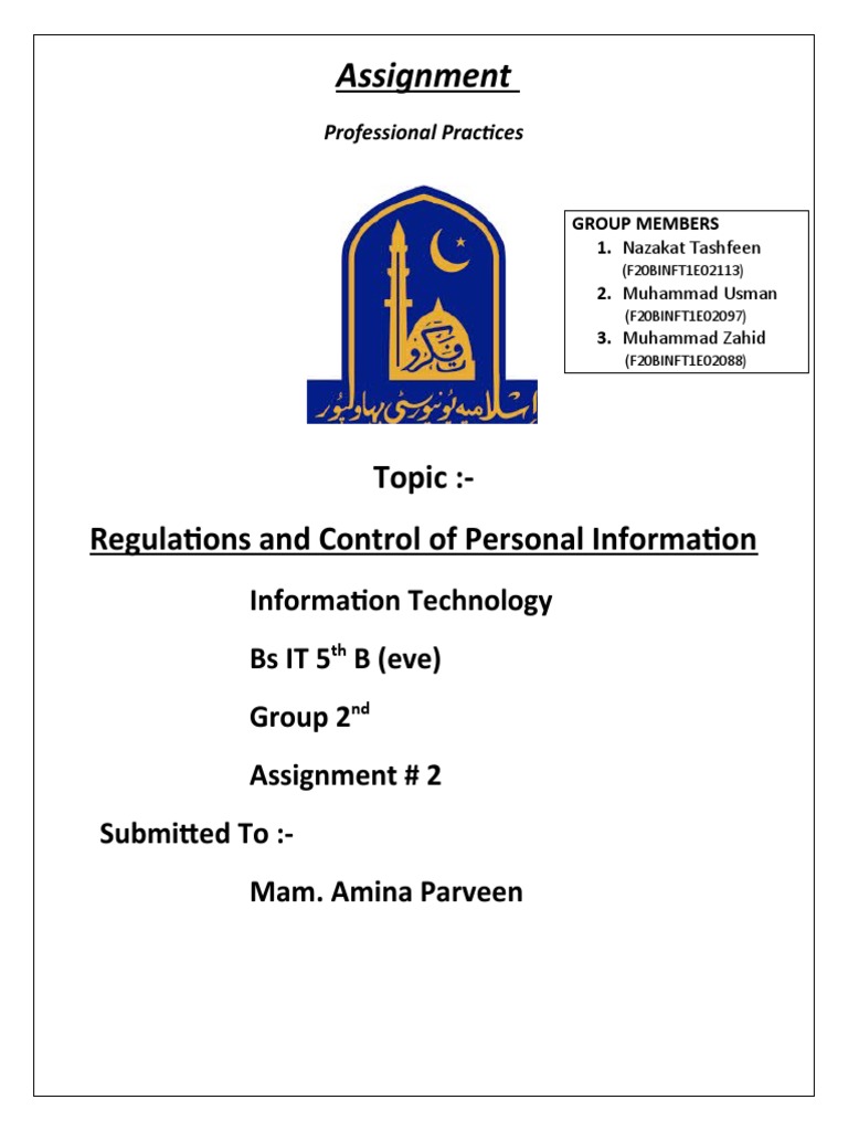 Regulations and Control of Personal Information | PDF
