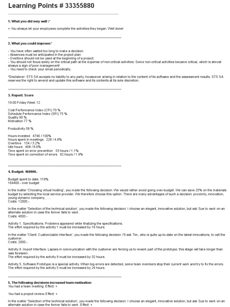 Learning Points Report | PDF | Expert