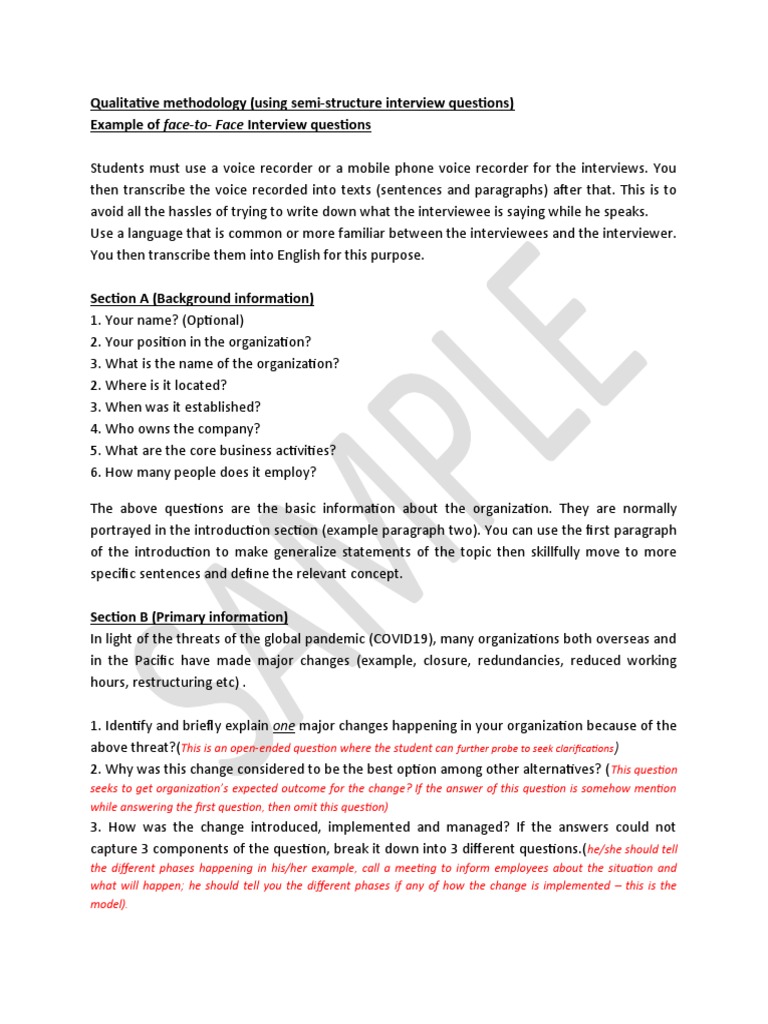 Sample Interview Questions | PDF