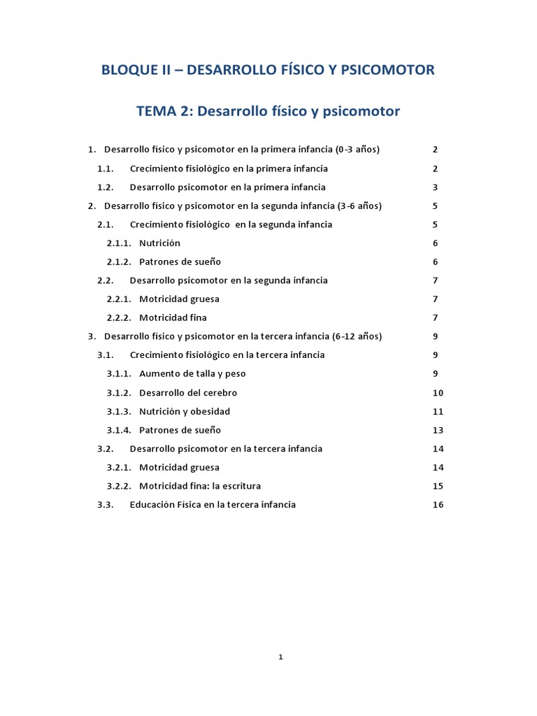 Tema 2 - Desarrollo Psicomotor | PDF | Dormir | Materia gris