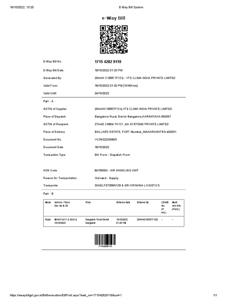E-Way Bill System | PDF | Economy Of India | Supply Chain Management