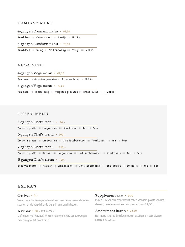 Menukaart Damianz Diner NL | PDF