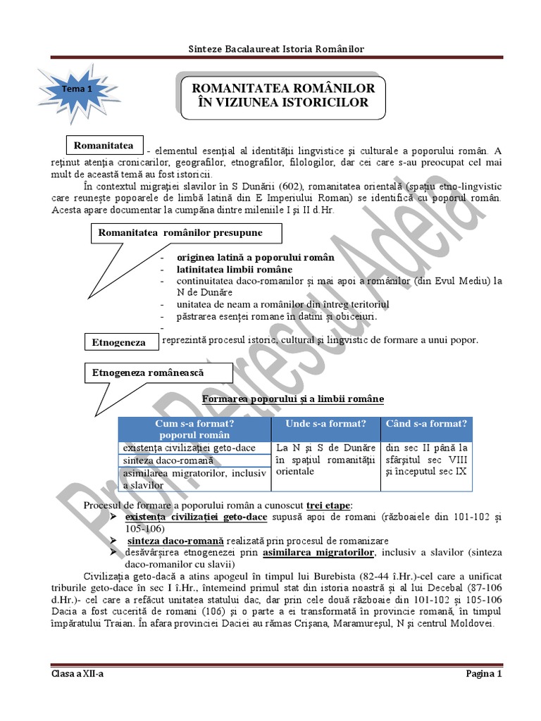 Romanitatea Românilor - Sinteză | PDF